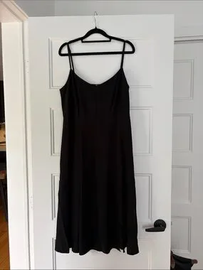 Uniqlo | Dresses | Uniqlo Black Midi Slip Dress With Thin Straps | Poshmark